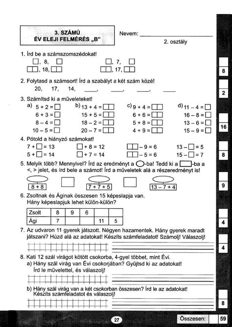 MATEK 2 osztály SP felm Math printables Teaching Education