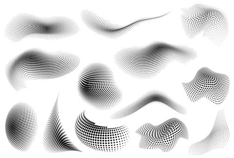Set Of Abstract Pattern Wavy Halftone Dots Collection Of Abstract Dotted Frames 4598252 Vector