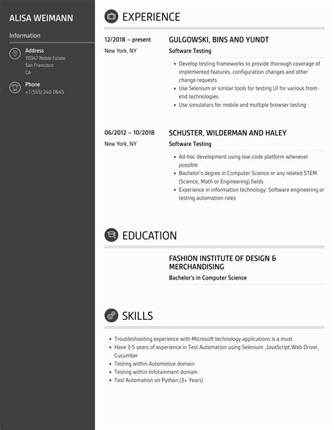 Software Testing Resume Samples Velvet Jobs