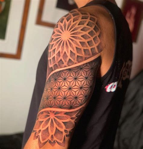 Flower 2 Geometric Sleeve Tattoo Sleeve Tattoos Geometric Tattoo