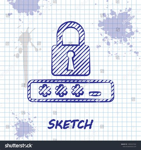 Sketch Line Password Protection Safety Access Stock Vector Royalty Free 1495537592 Shutterstock