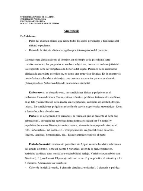 Anamnesis en psicología definición y importancia Colegio de