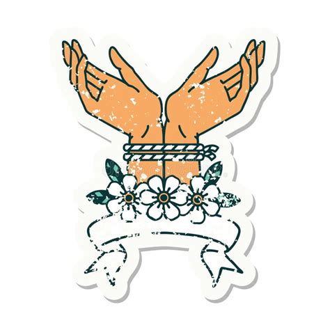 Grunge Sticker With Banner Of Hands Tied Stock Vector Illustration Of