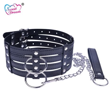 Sweet Dream Adult Pu Leather Slave Neck Collar Pin Buckle Sex Dog Chain