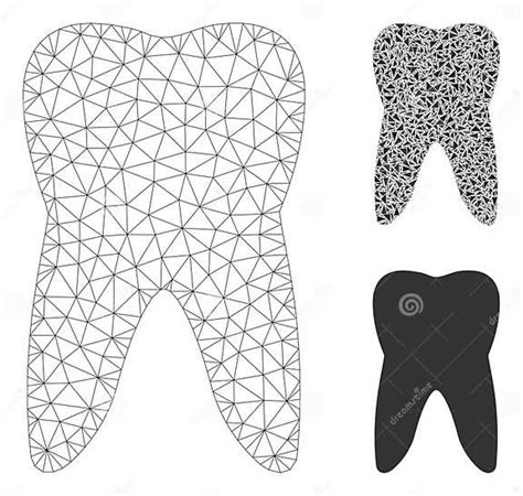 Tooth Vector Mesh Network Model And Triangle Mosaic Icon Stock Vector