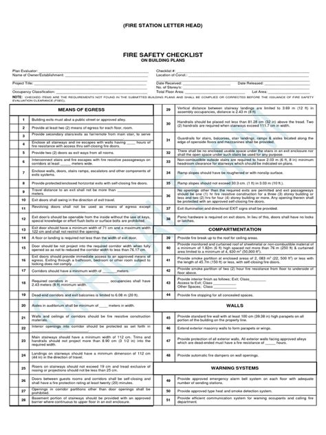 Fire Safety Checklist Pdf Stairs Wall