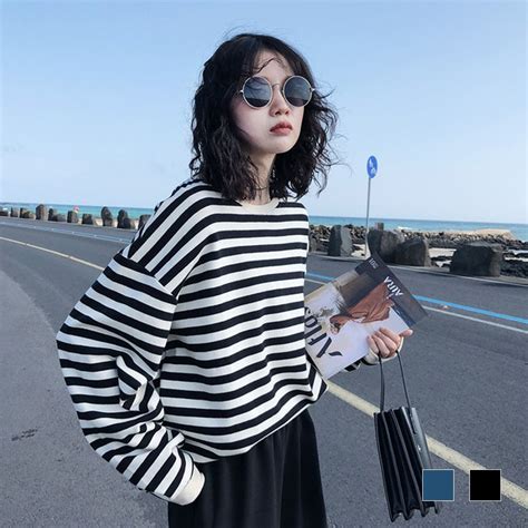 데일리 티셔츠 230004 Mfnc 줄무늬 코디 루즈핏