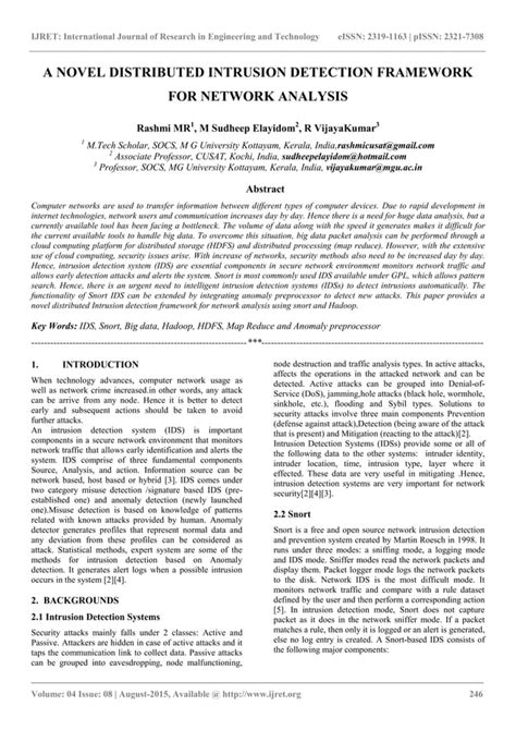 a novel distributed intrusion detection framework for network analysis