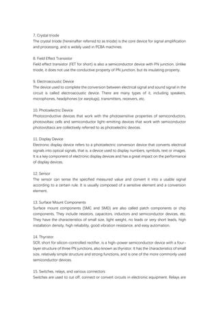 Component Description Of PCBA Patch Processing Pdf