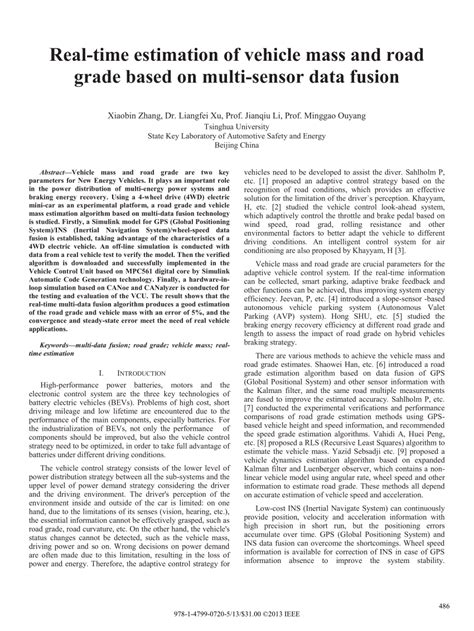 Pdf Real Time Estimation Of Vehicle Mass And Road Grade Based On