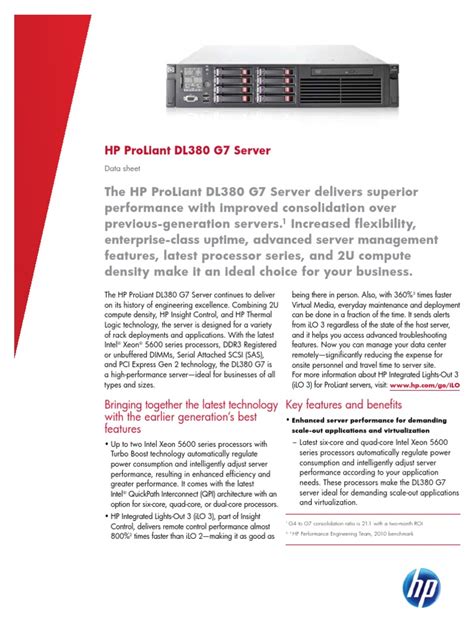 Dl Series Server Pdf Hewlett Packard Server Computing