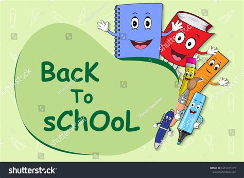 Back School Vector Characters Background Template Stock Vector Royalty