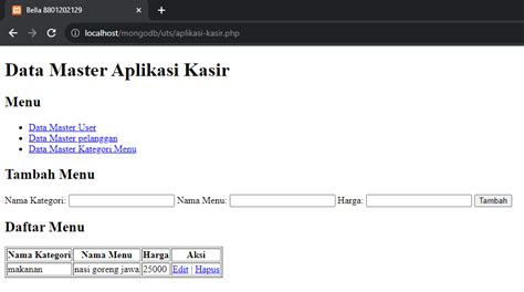 Pembuatan Aplikasi Data Master Kasir Dengan Php Mongodb Believe
