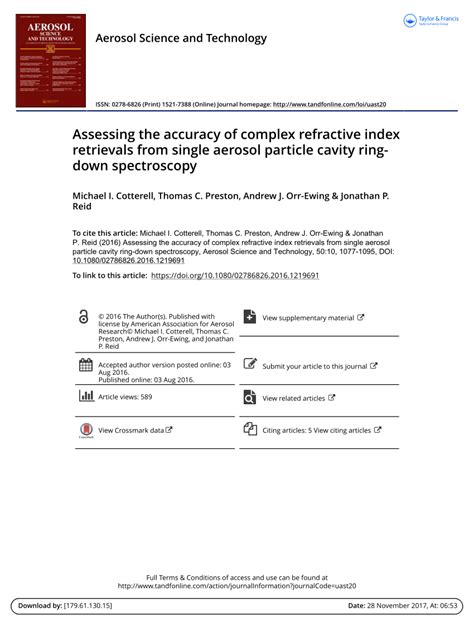 Pdf Assessing The Accuracy Of Complex Refractive Index Retrievals