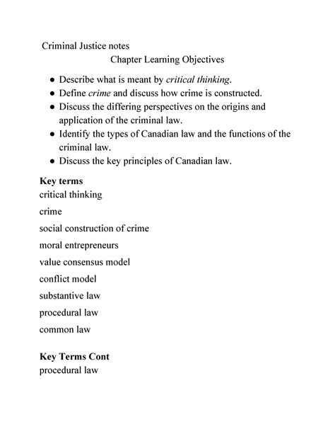 Criminal Justice Lecture Notes 1 6 Criminal Justice Notes Chapter