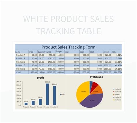White Product Sales Tracking Table Excel Template And Google Sheets File For Free Download