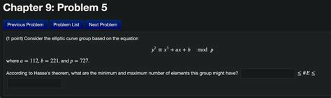 Solved Point Consider The Elliptic Curve Group Based On Chegg