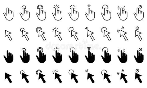 Linha Do Ponteiro Do Cursor Do Computador E Conjunto De ícones Da