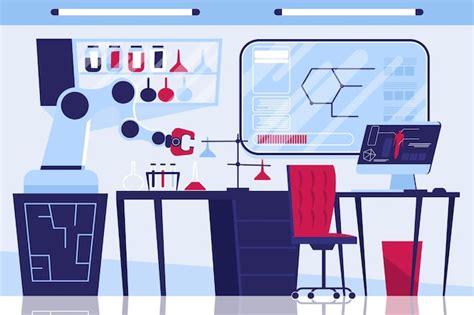 Free Vector Cartoon Laboratory Room With Machine