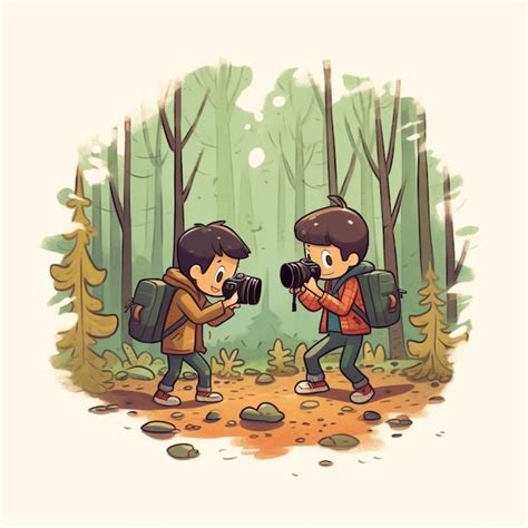 Premium Photo Cartoon Illustration Of Two Men With Backpacks Taking
