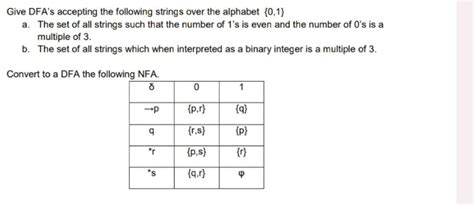 Solved Give Dfas Accepting The Following Strings Over The