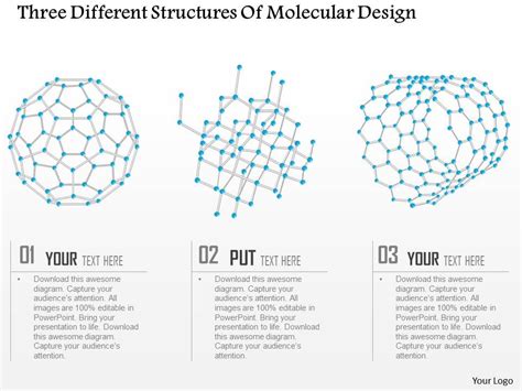 Three Different Structures Of Molecular Design Ppt Slides Powerpoint