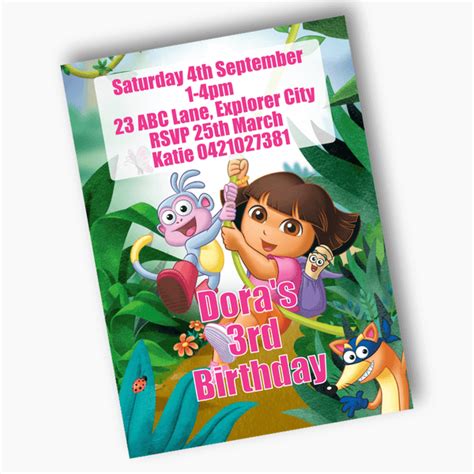 Personalised Dora The Explorer Birthday Party Invitations Katie J