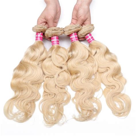 Kriyya Brazilian Body Wave 613 Blonde Hair 4 Bundle Deals With 4x4 Lace