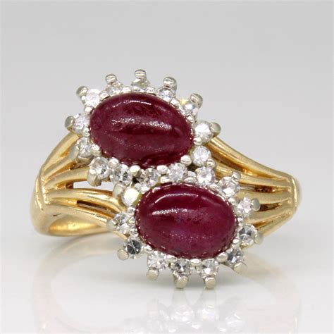 Glass Filled Ruby And Diamond Cocktail Ring 240ctw 023ctw Sz 65
