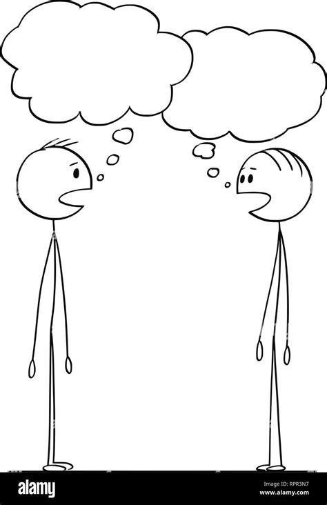 Cartoon Of Two Men Conversation With Empty Speech Bubbles Stock Vector