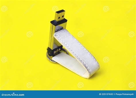 Universal Serial Bus USB For Data Storage With Yellow Background And White Cover For Security