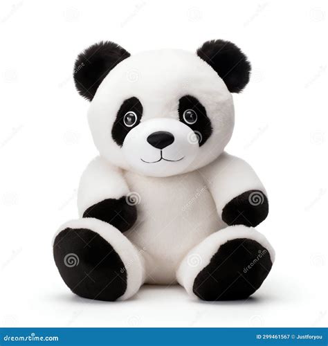 Cute Panda Plush Toy Isolated On White Background Generative Ai Stock