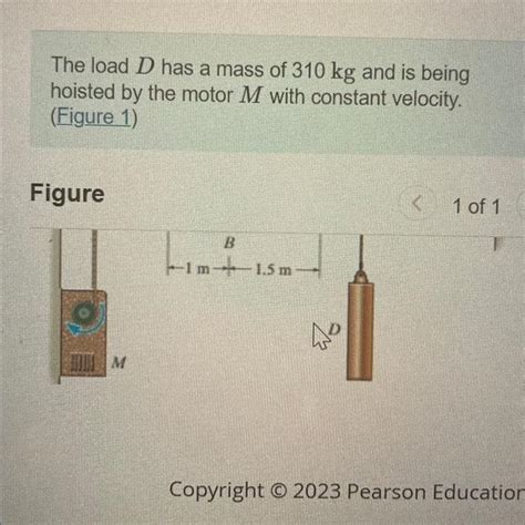 Solved The Load D Has A Mass Of 310 Kg And Is Being Hoisted Chegg