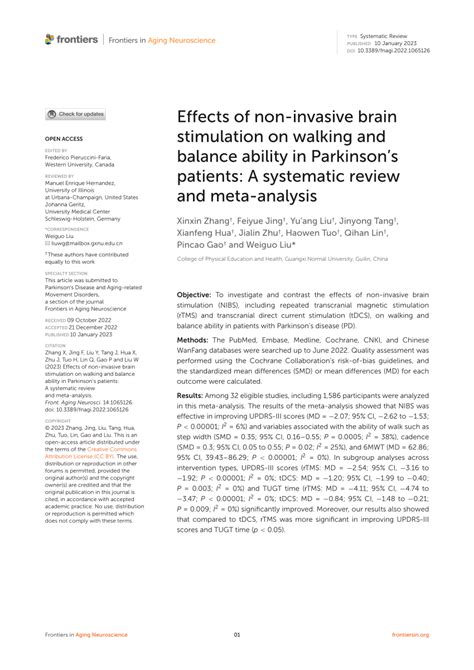 Pdf Effects Of Non Invasive Brain Stimulation On Walking And Balance