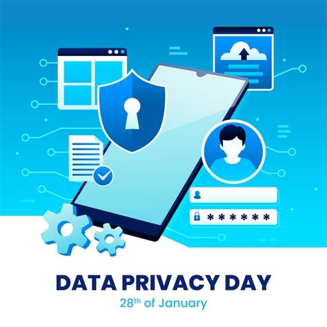 Ilustração de gradiente para o dia da privacidade de dados Vetor Premium