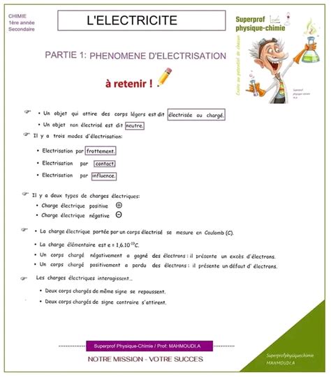 1ère année secondaire Physique 1ère année secondaire 1er trimestre
