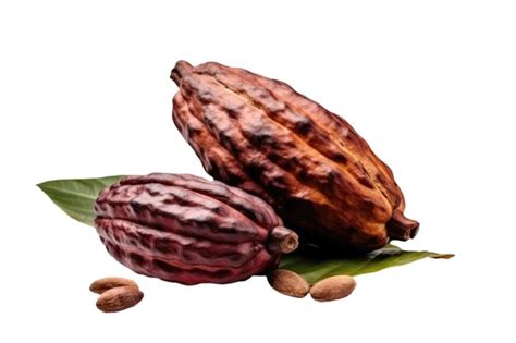 Premium Ai Image Cocoa Beans With A Cocoa Pod On Isolated White Background