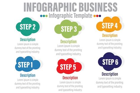 Premium Vector Step And Six Option Cloud Business Data Process Chart Elements Of Graph