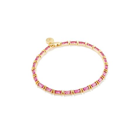 Barbie X Kendra Scott Gold Delicate Chain Bracelet In Pink Crystal