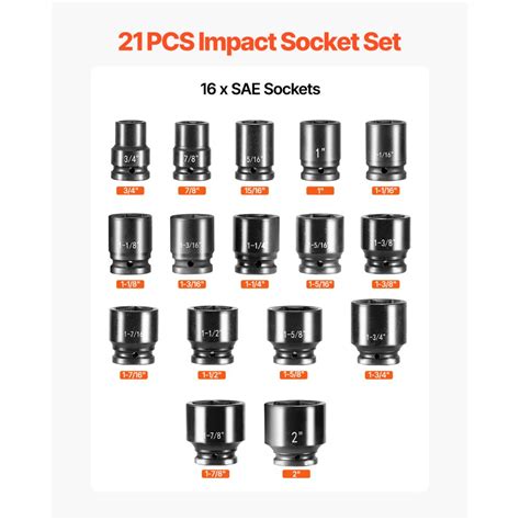 Impact Socket Set Impact Sockets 3 4 Inches 21 Piece 3 4 Inches To 2