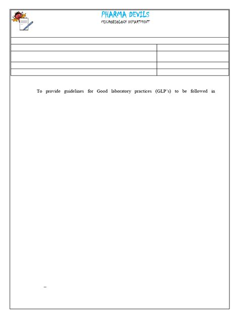 Sop For Guidelines For Good Laboratory Practices In Microbiology Laboratory Pdf Microbiology