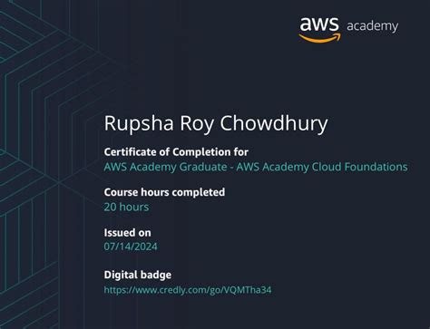 Rupsha Roy Chowdhury On Linkedin Awsacademy Cloudfoundations Aws