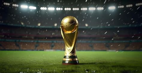 Premium Photo World Cup Trophy Winner Award On Green Grass Stadium