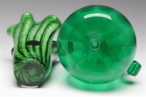 Krosno Józefina Blown Glass Vase With Murano Style Glass Ashtray And
