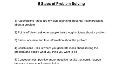 5 Steps Of Problem Solving Notes Quizalize