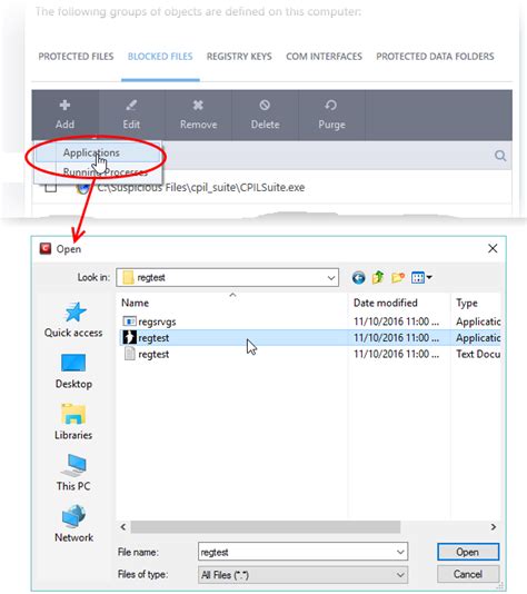 Blocked Files PC Files Network Access Internet Protection Internet Security