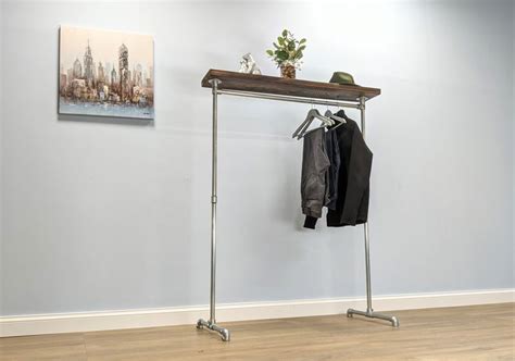 Free Standing Clothing Rack With Shelf Handmade Industrial Pipe