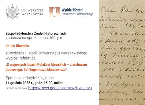 O wojennych losach Polaków litewskich Wydział Historii UW