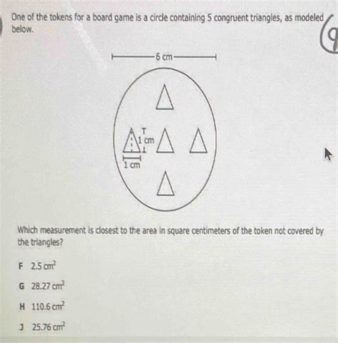 One Of The Tokens For A Board Game Is A Circle Containing 5 Congruent