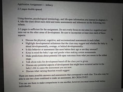 Solved Application Assignment 1 Infancy 2 3 Pages Double